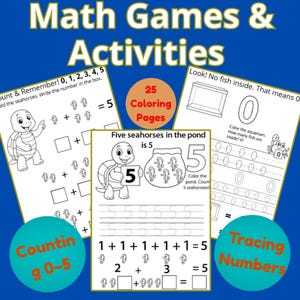 Ocean Animals Math Games | Preschool Counting, Tracing (PDF, 25 Pages ...