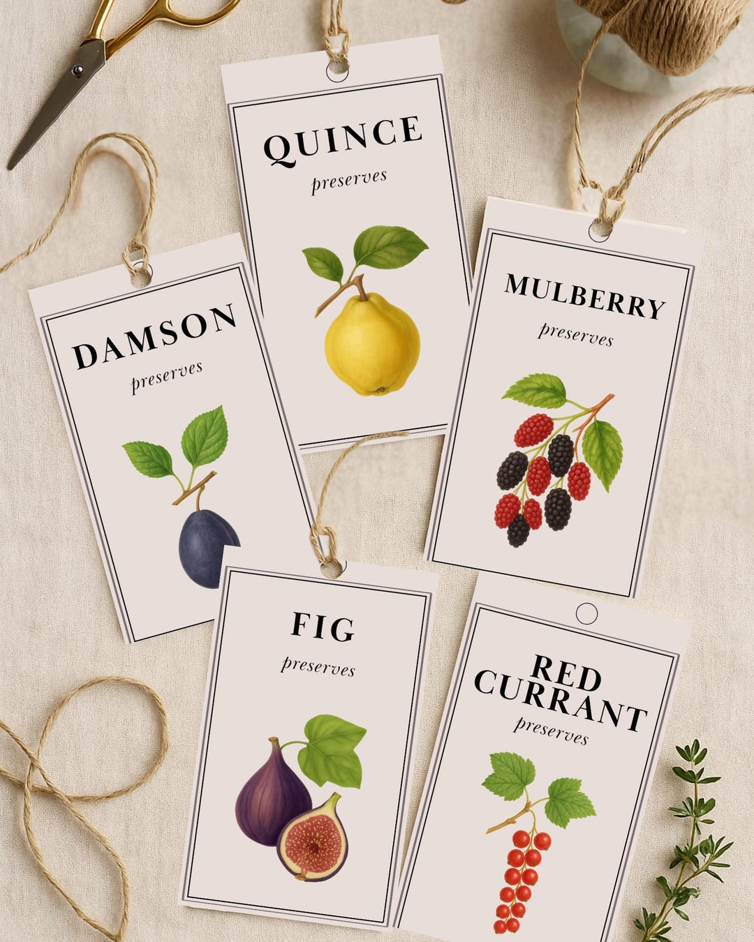 Botanical Preserves Gift Tags Printable • Set of 5 Fruits (damson ...