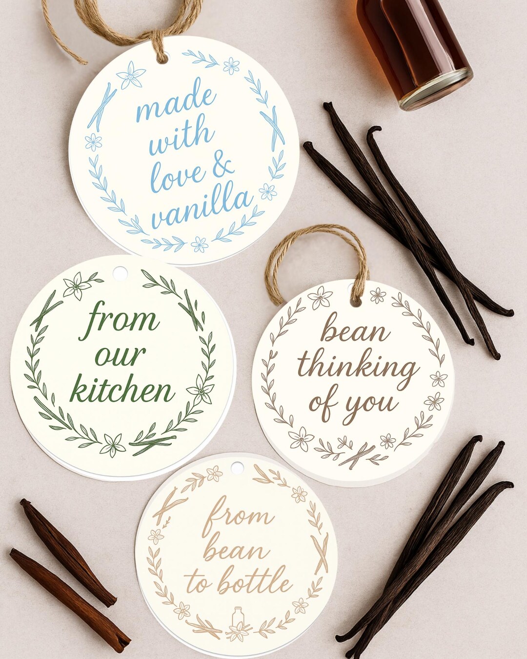 Vanilla Extract Round Labels Printable • Botanical Homemade Gift Tags ...