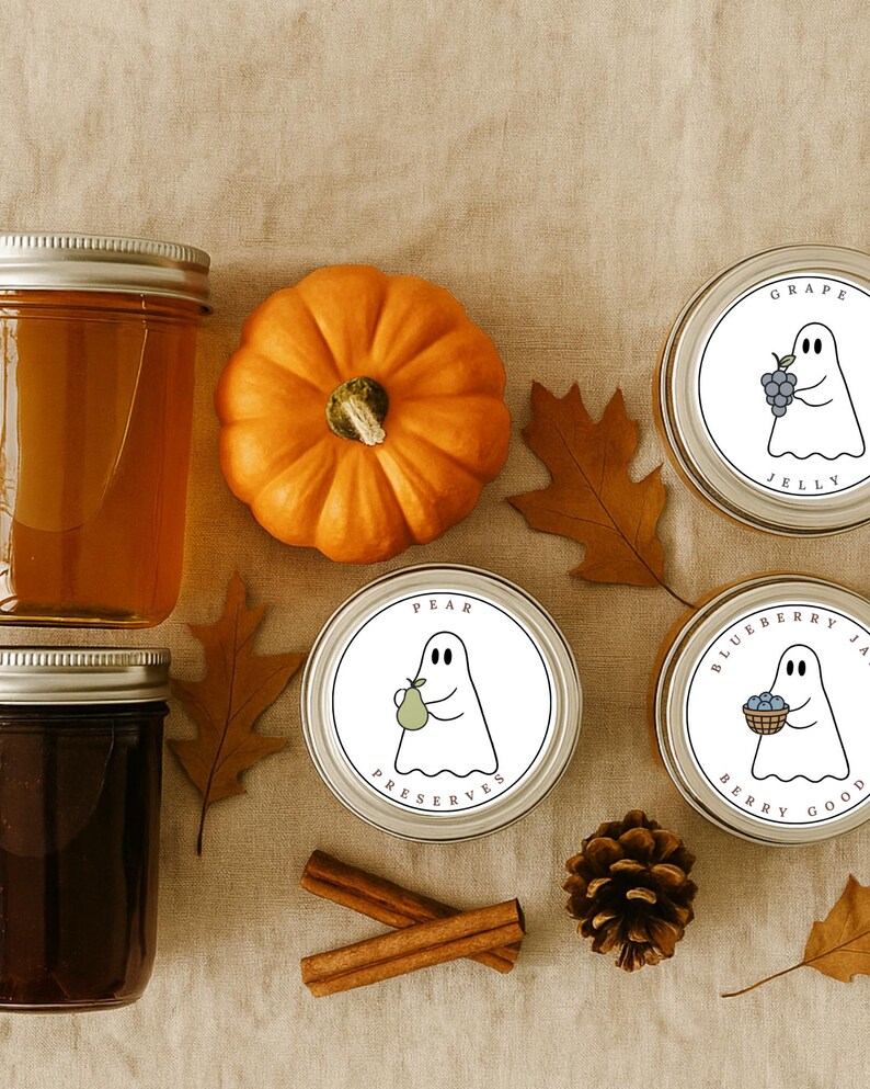 Editable Halloween Canning Labels | 9 Ghost Jam & Jelly Label ...
