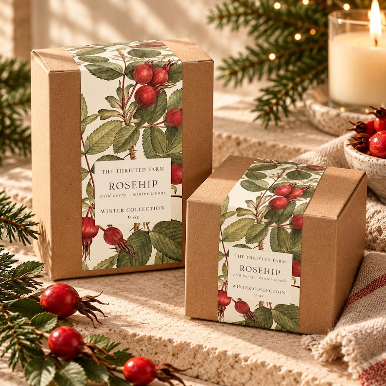 Editable Candle Label Template, Botanical Candle Label, Winter Candle ...