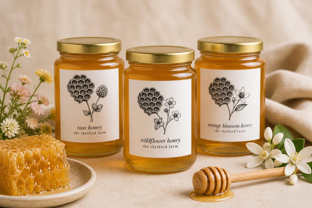 Editable Honey Label Bundle Template | Raw Wildflower Orange Blossom ...