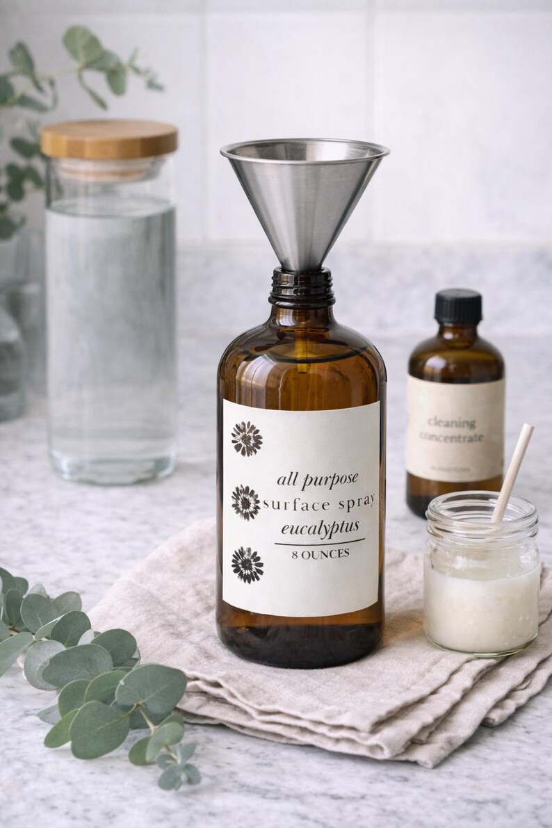 Editable Surface Spray Label Template • Cleaner Label • Amber Bottle ...