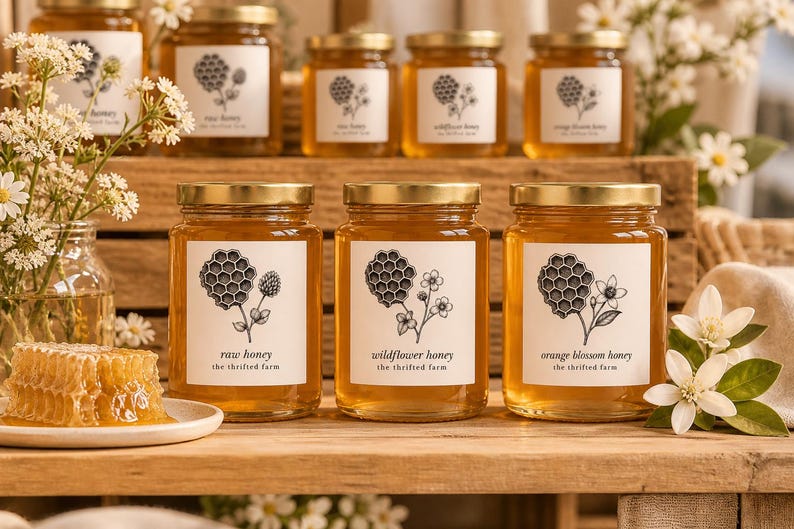 Editable Honey Label Bundle Template | Raw Wildflower Orange Blossom ...