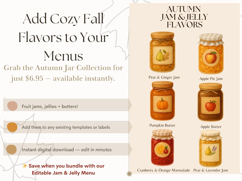 Printable Jam & Jelly Menu | Farmers Market Stand Sign | Rustic Kitchen ...