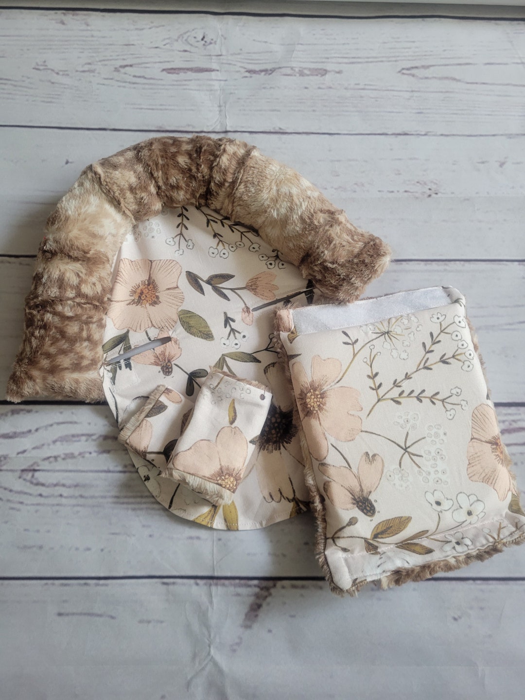 Ivory Floral Fawn Baby Car Seat Cover Bundle Set, Infant Car Seat ...