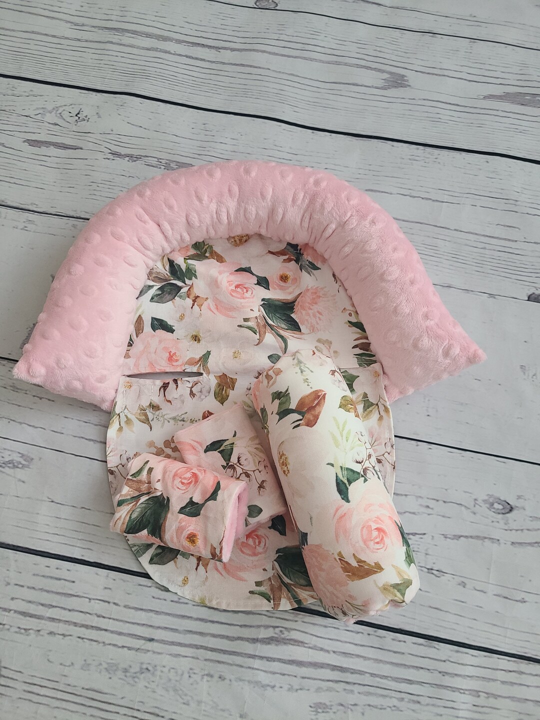Peach Floral Baby Carseat Cover Bundle Set - Infant Car Seat Cushions ...