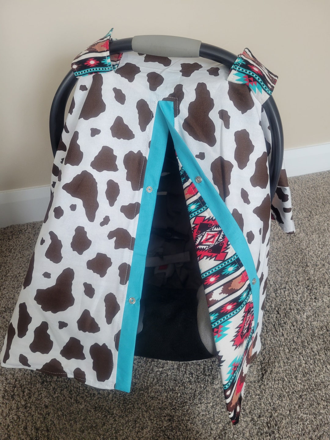 Cow Aztec Carseat Cover, Farm Cow W/ Aztec, Boy Carseat Cover, Farm Car ...