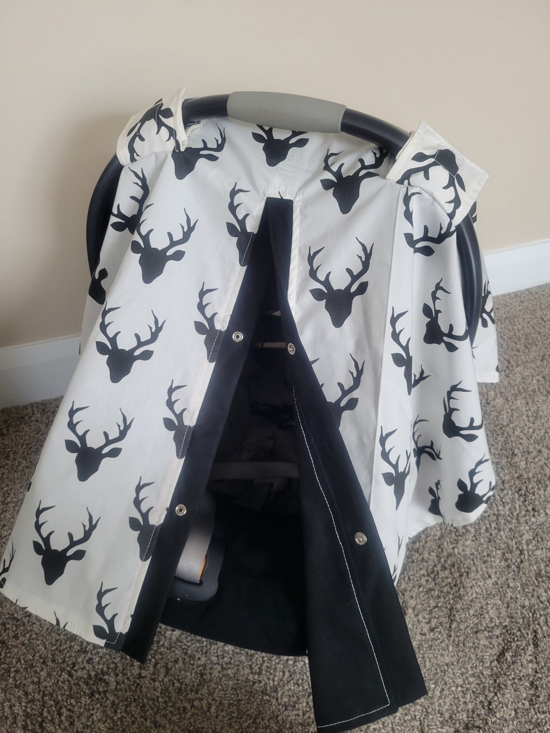 Black Buck Carseat Cover, Woodland Deer W/ Black, Car Seat Cover Baby ...