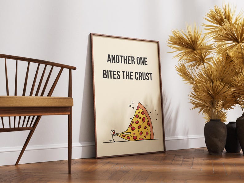 Another One Bites the Crust Poster | Funny Food Pun Wall Art | Pizza ...