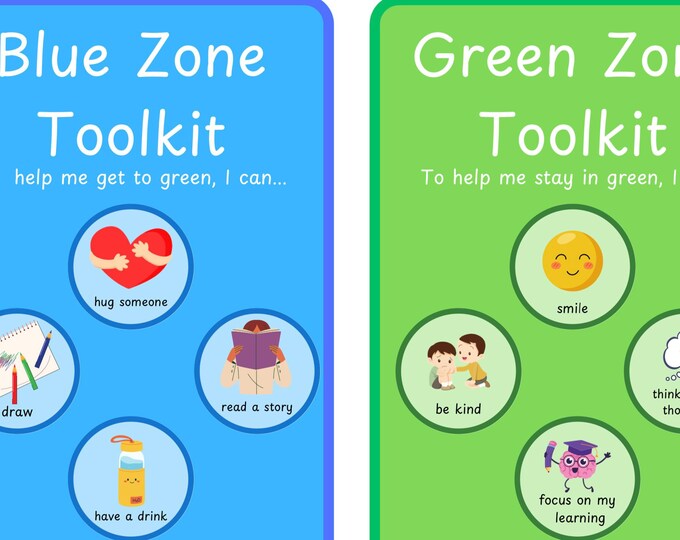 Zones of Regulation Display, Self Regulation Cards, Chart, Printable ...
