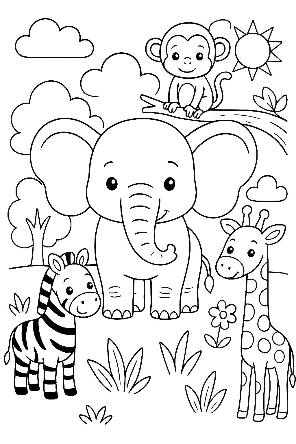 Printable Animal Colouring Page – Fun Kids’ Activity – Instant Digital ...