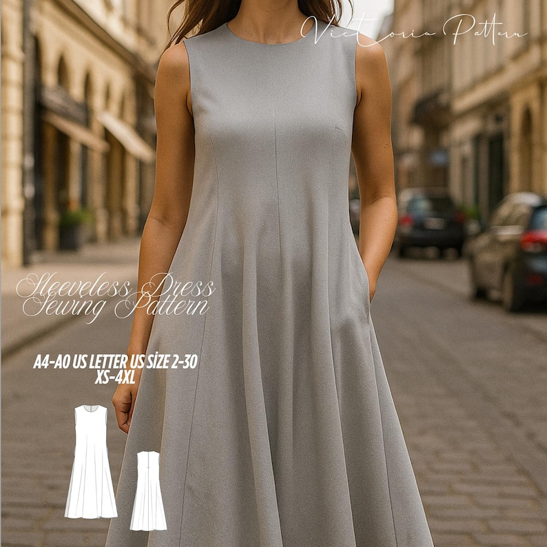 A-line Sleeveless Dress Sewing Pattern: Women's Loose Fit (PDF) - Etsy