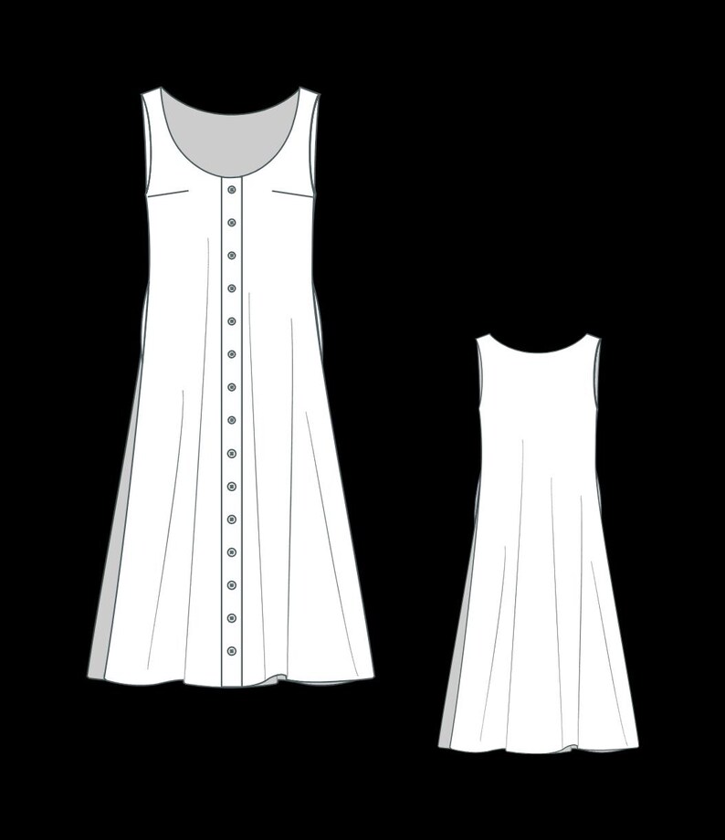 Linen Midi Dress Sewing Pattern, Relaxed Fit Button Down (US 2-30) - Etsy
