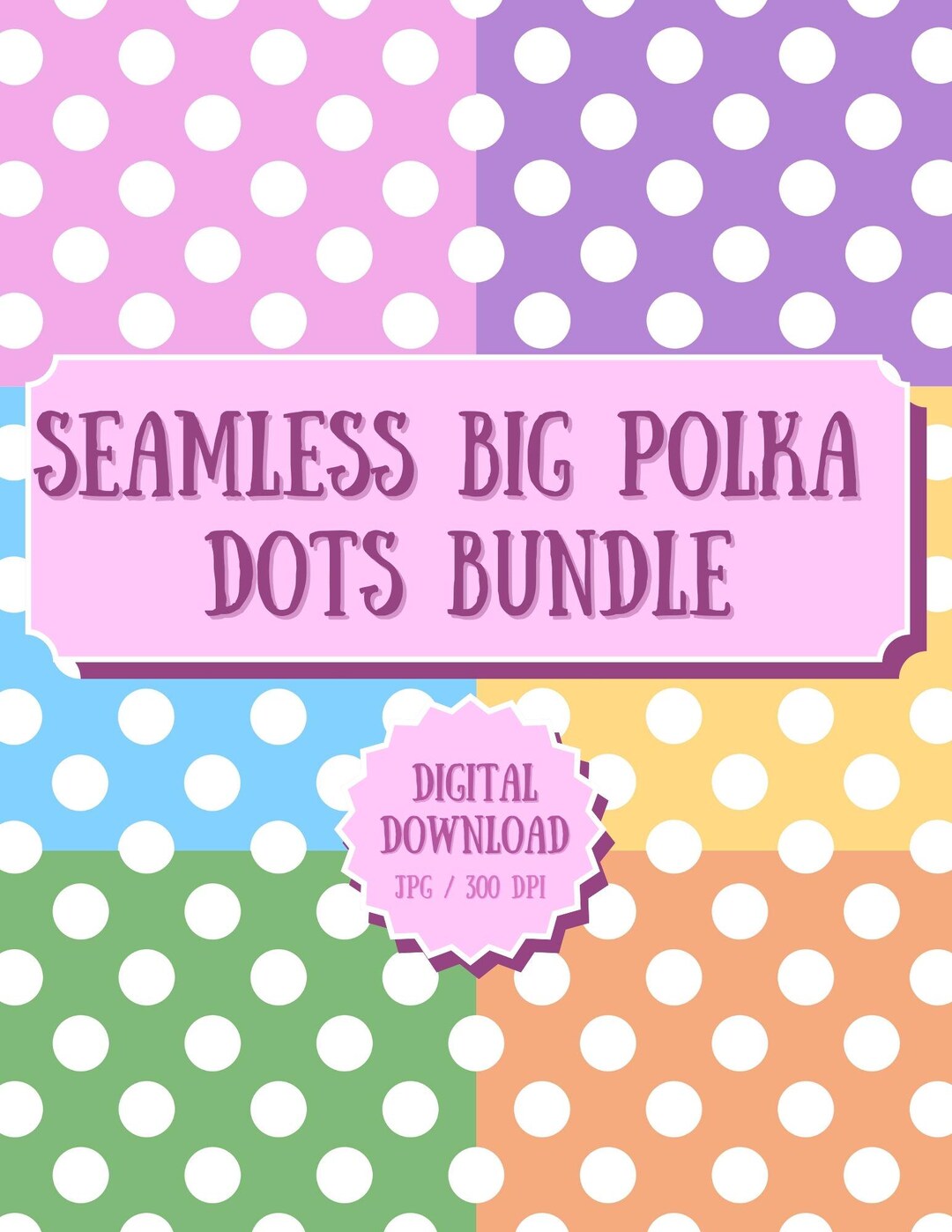 Big Polka Dot Seamless Pattern Bundle | Digital Paper | Repeating ...