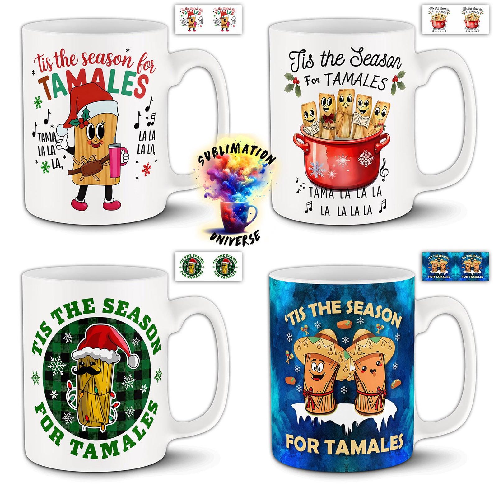 Tis the Season for Tamales PNG Bundle | 4 Christmas Tamale 11oz & 15oz ...