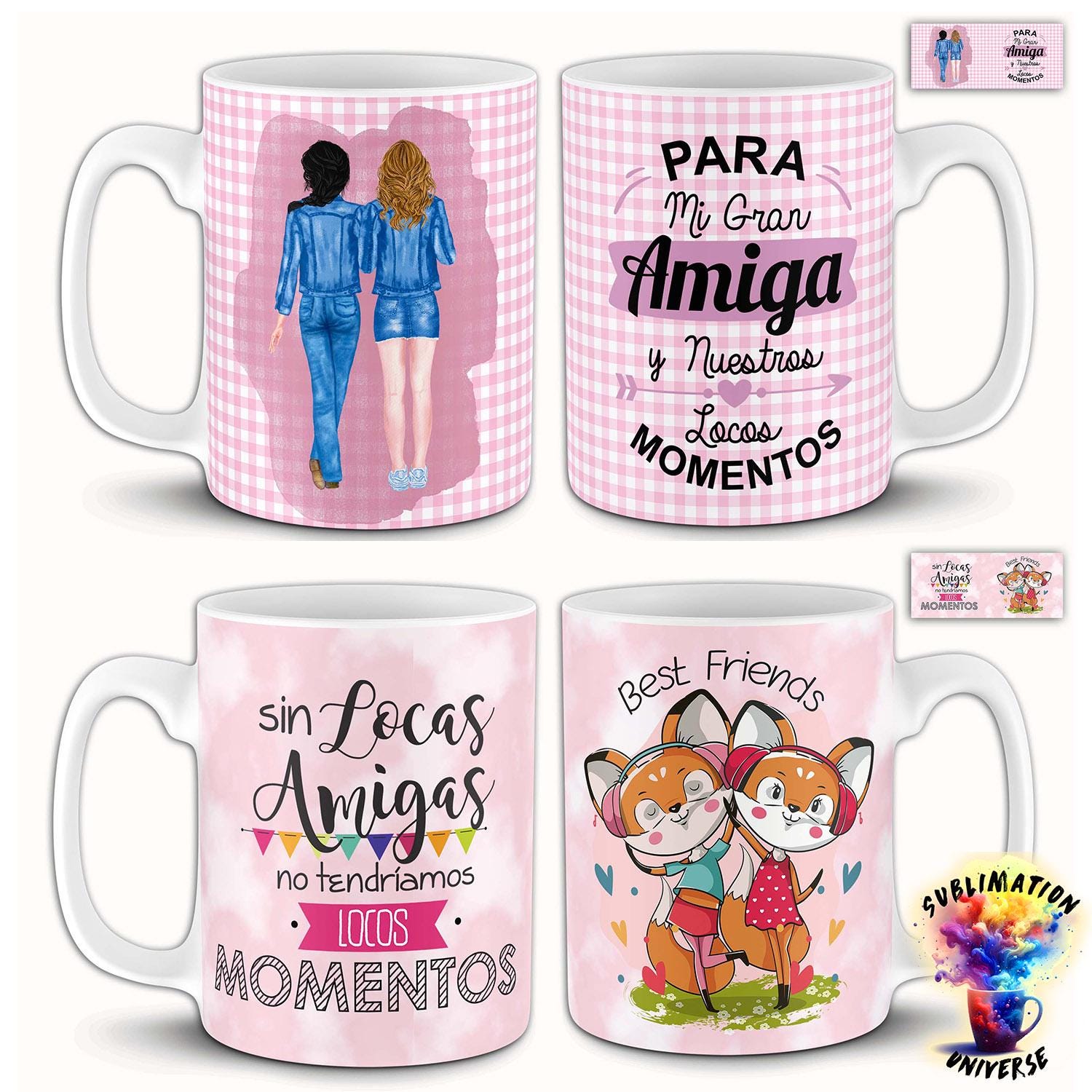 Pack Plantillas Amigas Para Tazas 11oz Y 15oz | Diseños PNG Frases De ...