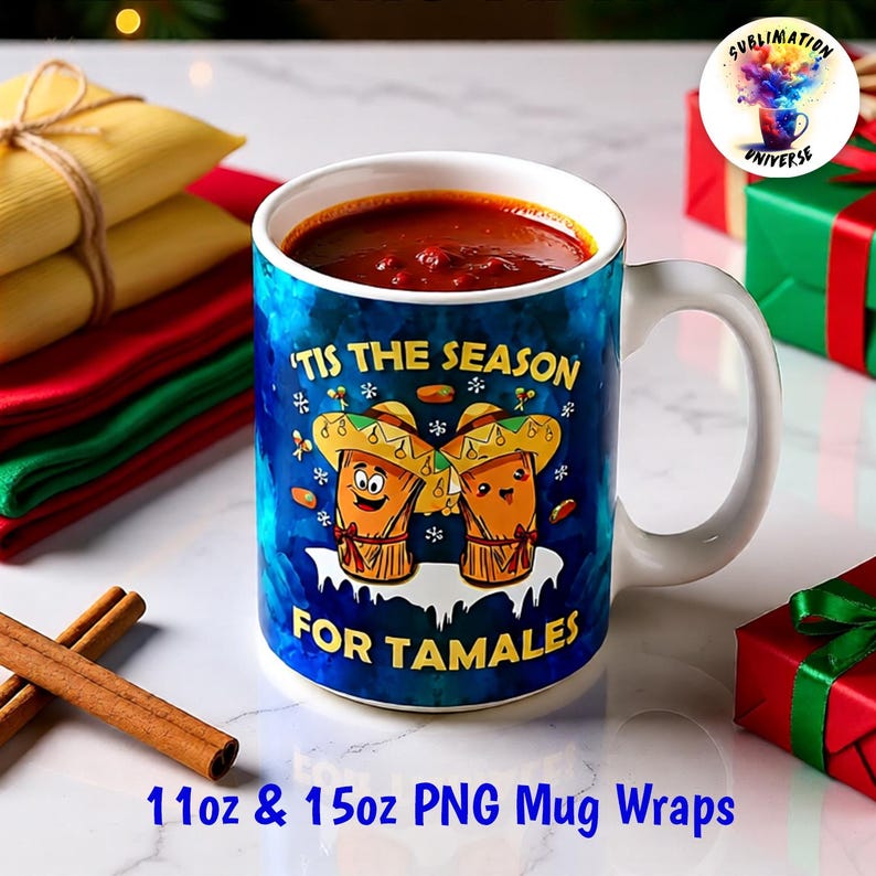 Tis the Season for Tamales PNG Bundle | 4 Christmas Tamale 11oz & 15oz ...