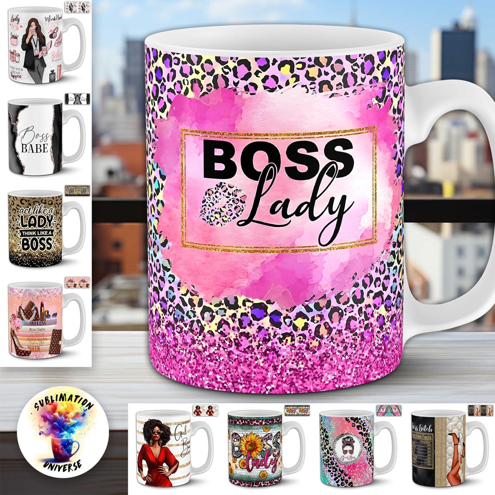 Boss Lady Mug Designs | 12 Elegant Girl Boss 11oz Sublimation Wraps ...