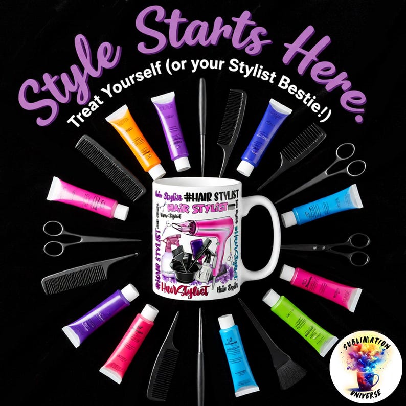 Hair Stylist Mug Design | Salon Tools 11oz & 15oz Sublimation Wraps ...