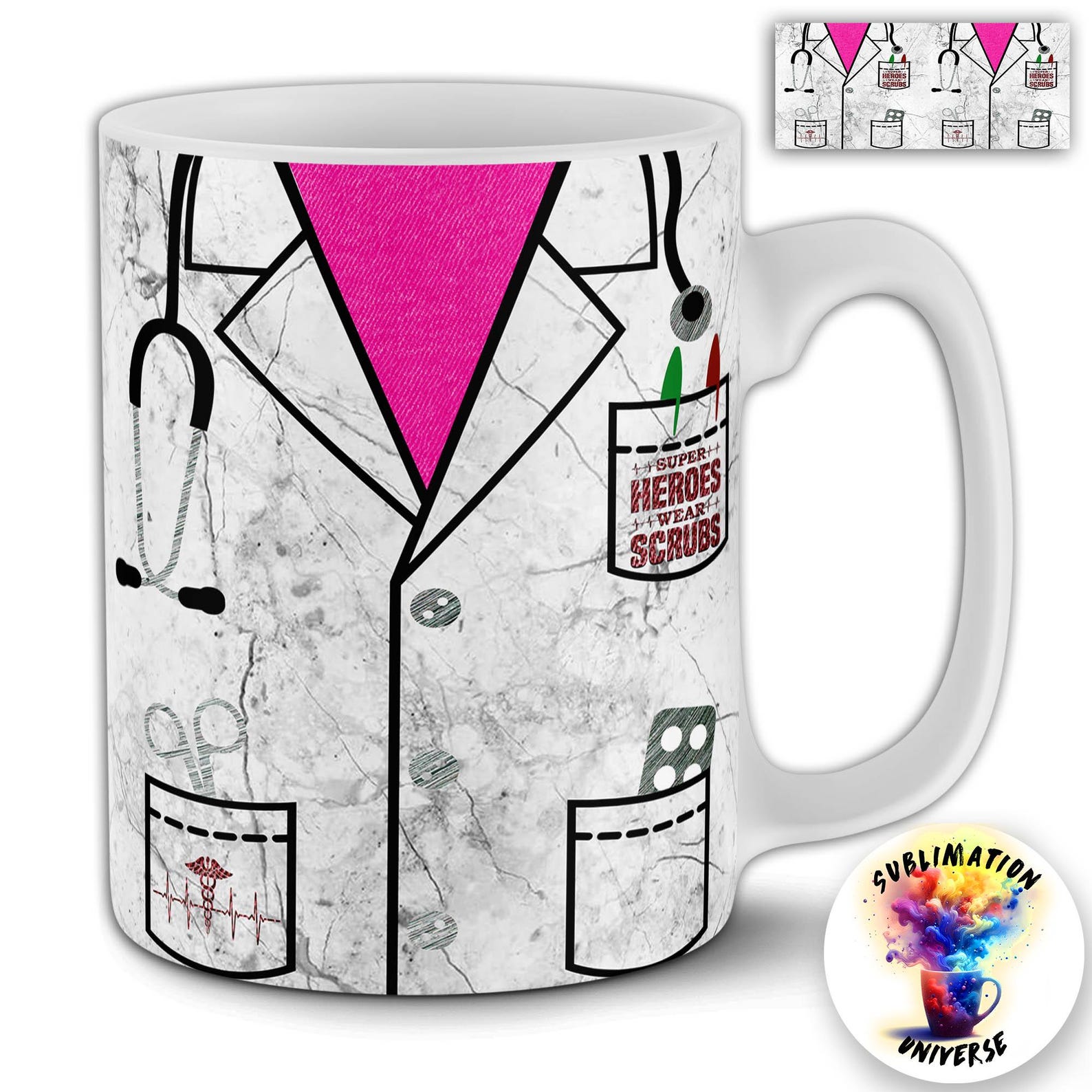 Doctor Mug Designs | 7 Medic Scrub 11oz Sublimation Wraps | Healthcare ...