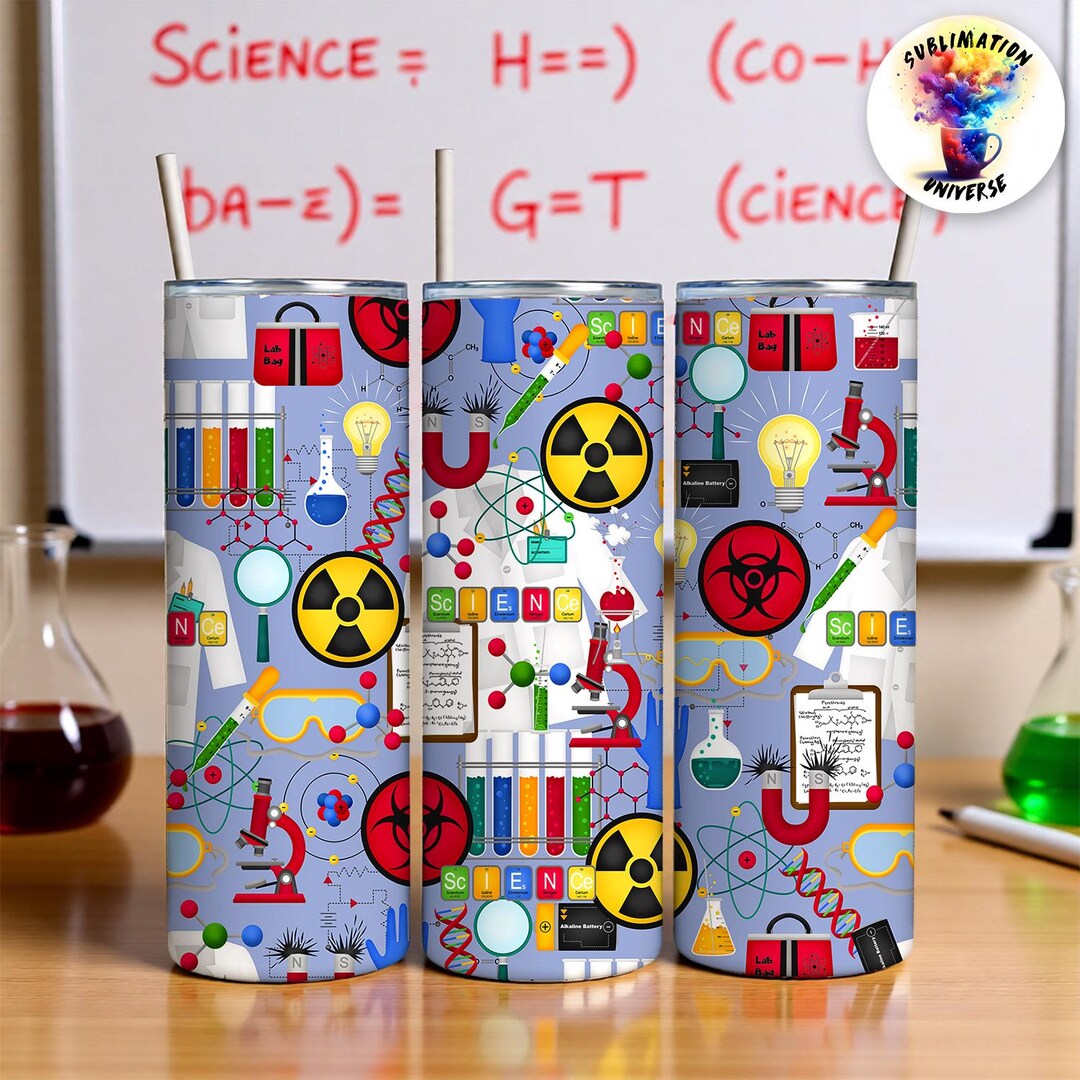 Science Lab Collage Tumbler Wrap PNG | 20oz Skinny Sublimation Design ...