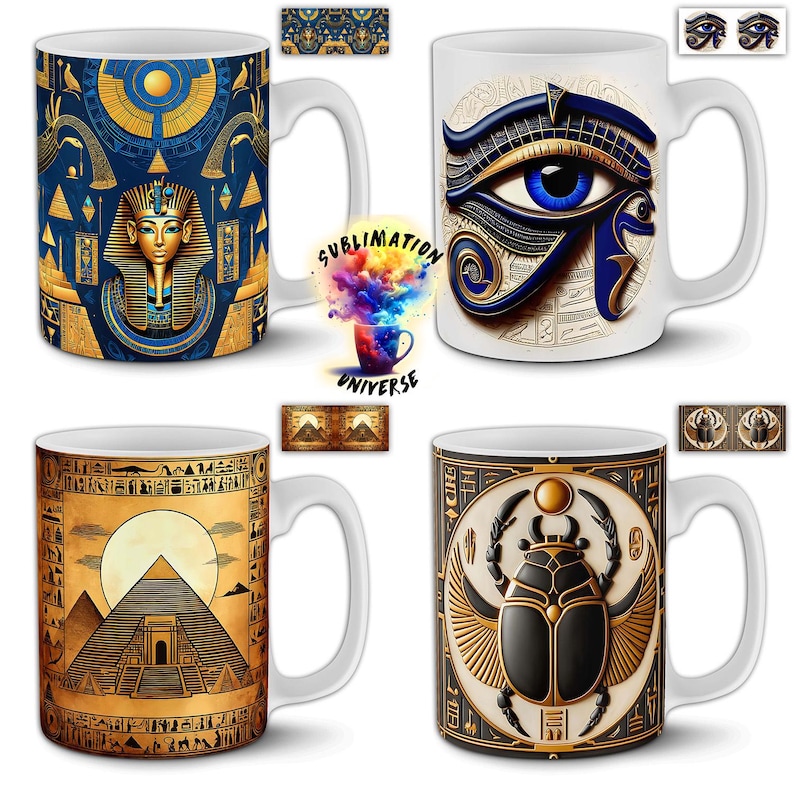 Ancient Egypt Sublimation Bundle | 12 PNG 11oz Mug Wraps| Pyramids ...