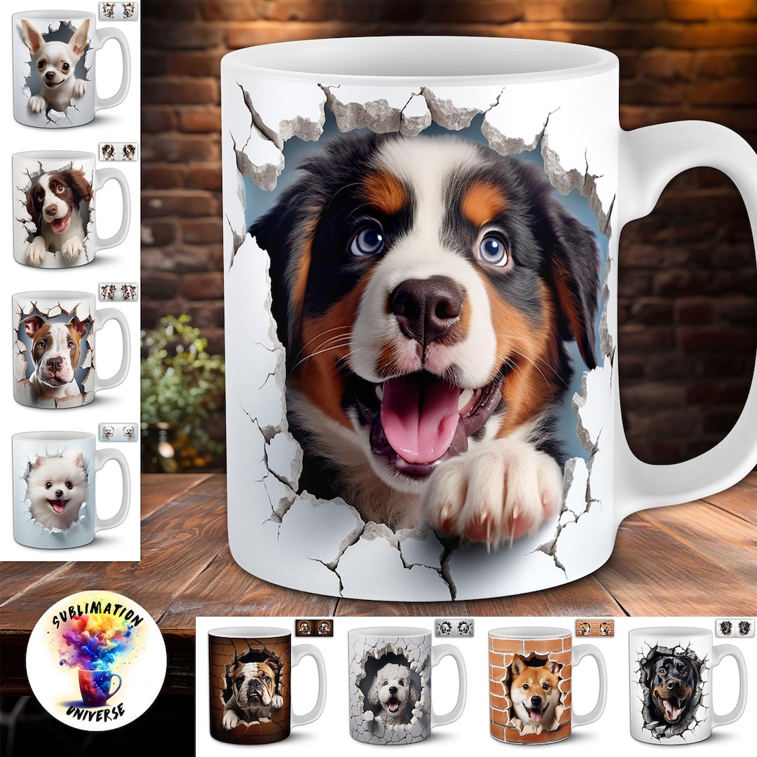 Dog Mug Design Bundle | 90+ 3D Dog Breed 11oz Sublimation Wraps ...
