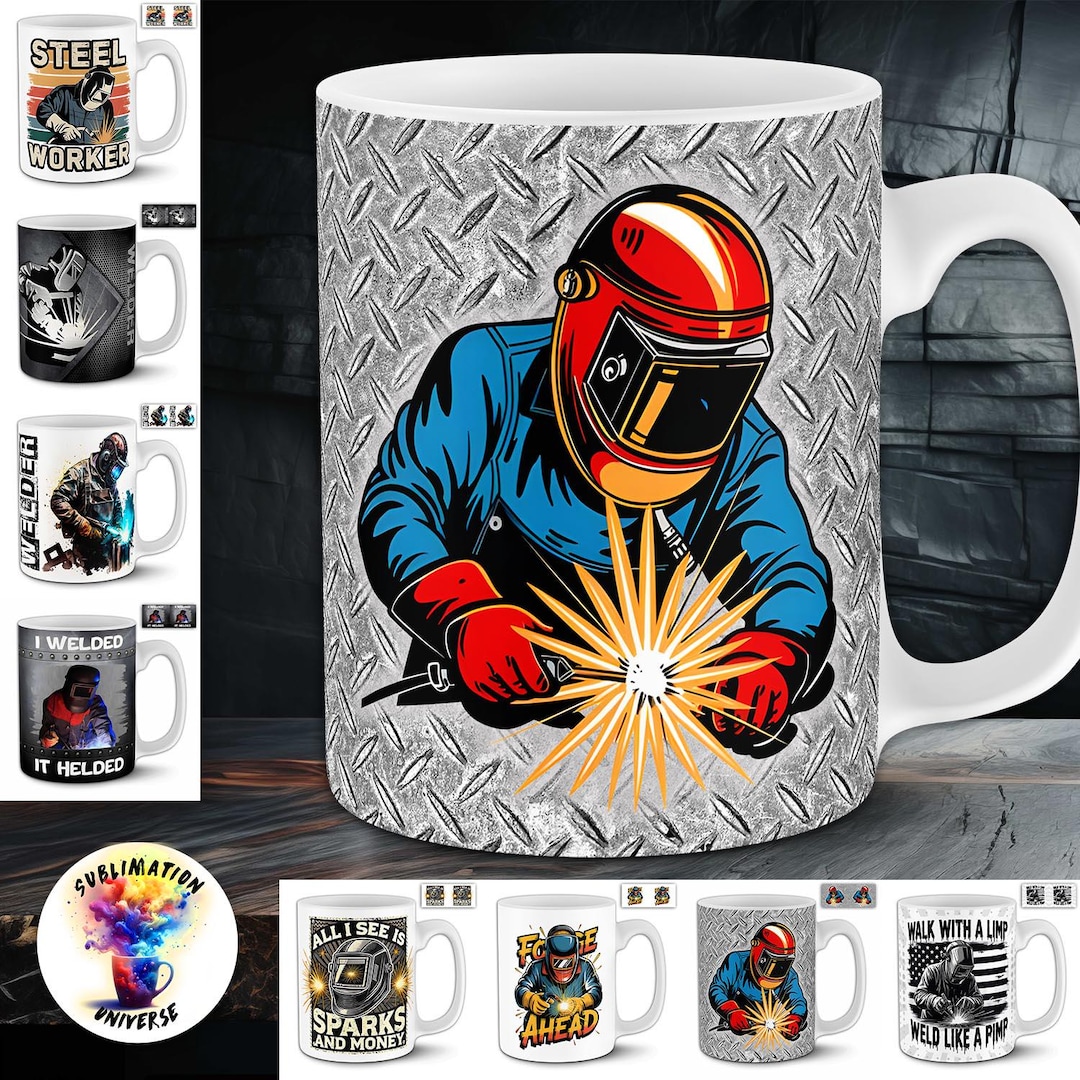 Welder Mug Design Bundle | 8 Ironworker 11oz Sublimation Wraps | Funny ...