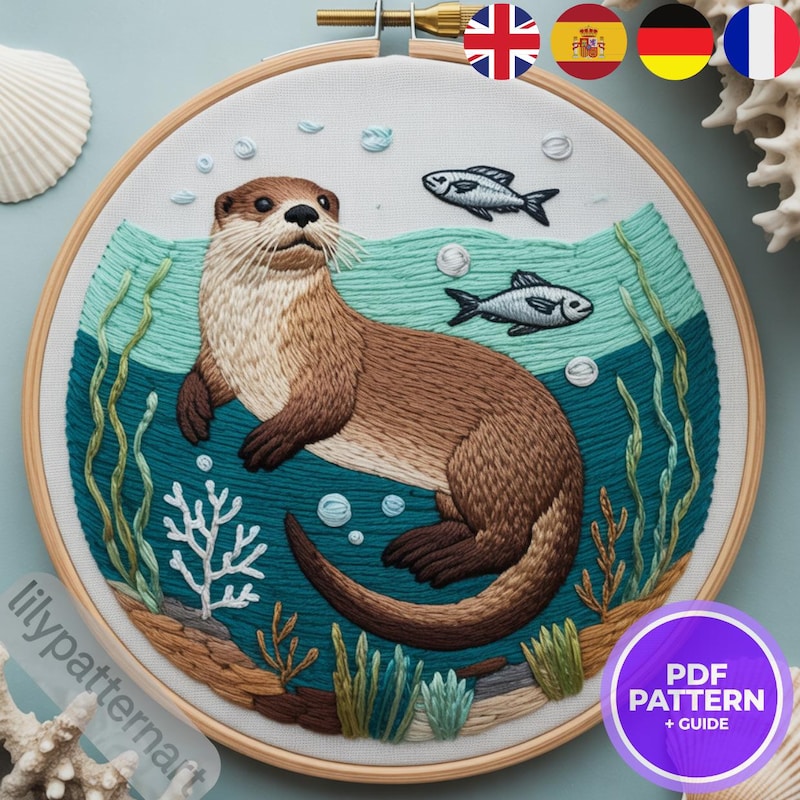 Otters Embroidery Kit - Etsy UK
