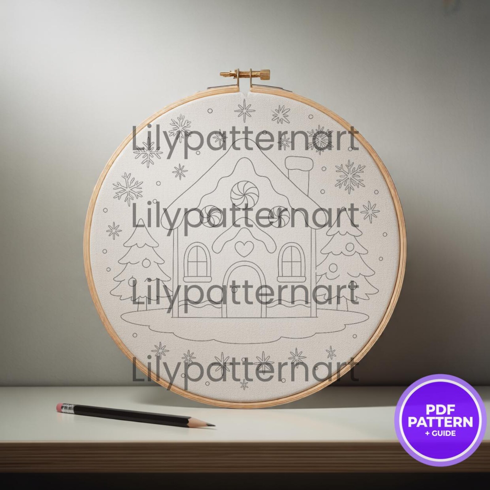 Gingerbread House Hand Embroidery Pattern — Cozy Christmas Hoop PDF ...