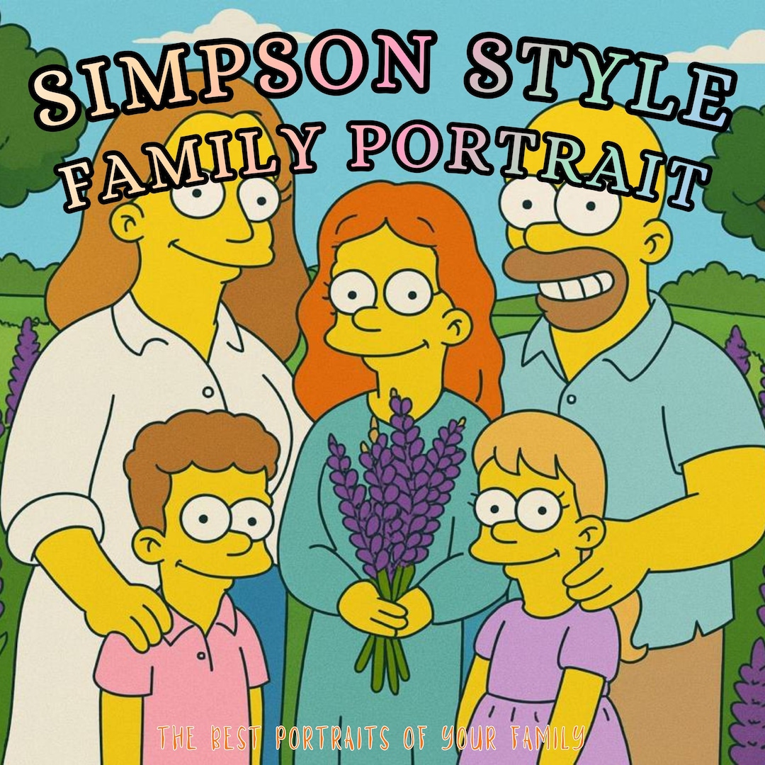 Custom Simpson Family Portrait – Personalized Yellow Cartoon Drawing ...