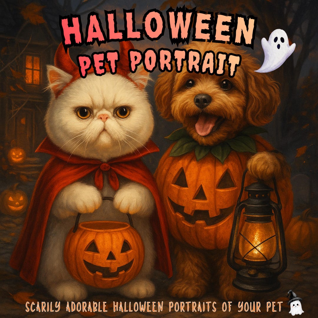 Custom Halloween Pet Portrait: Spooky Digital Art (digital Download) - Etsy