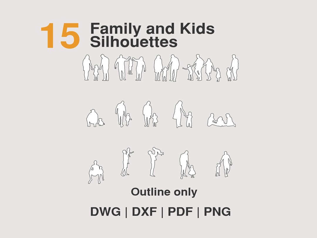 15 Family and Kids CAD Blocks - Silhouettes Dwg Dxf Png Pdf - Etsy