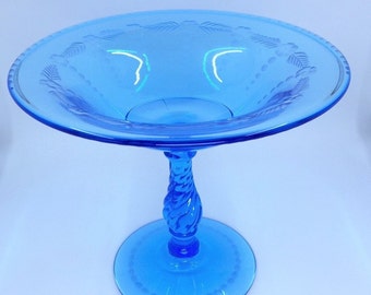 Blue Glass Compote - Etsy