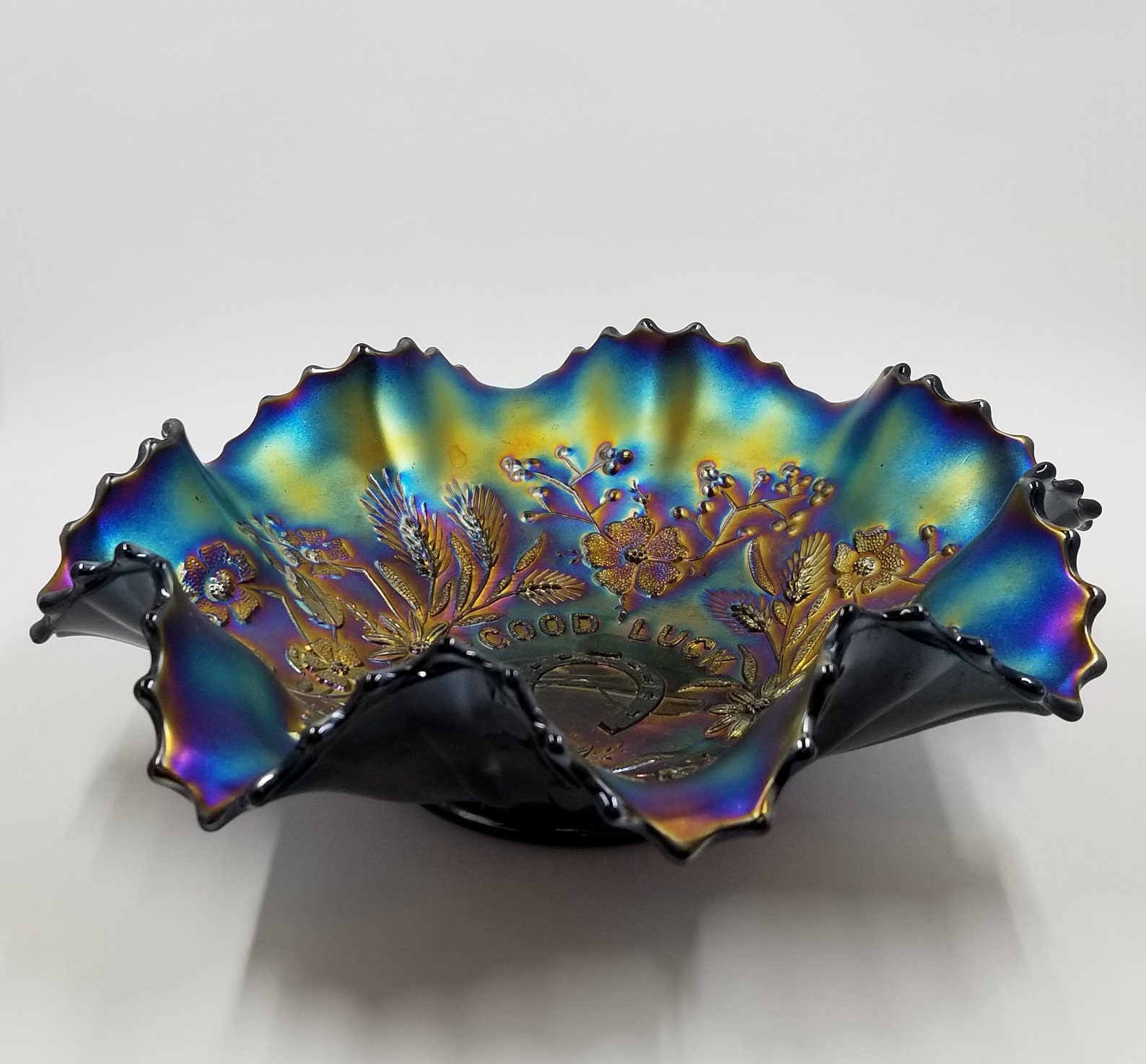 Northwood Carnival Glass Good Luck Amethyst Bowl - Etsy