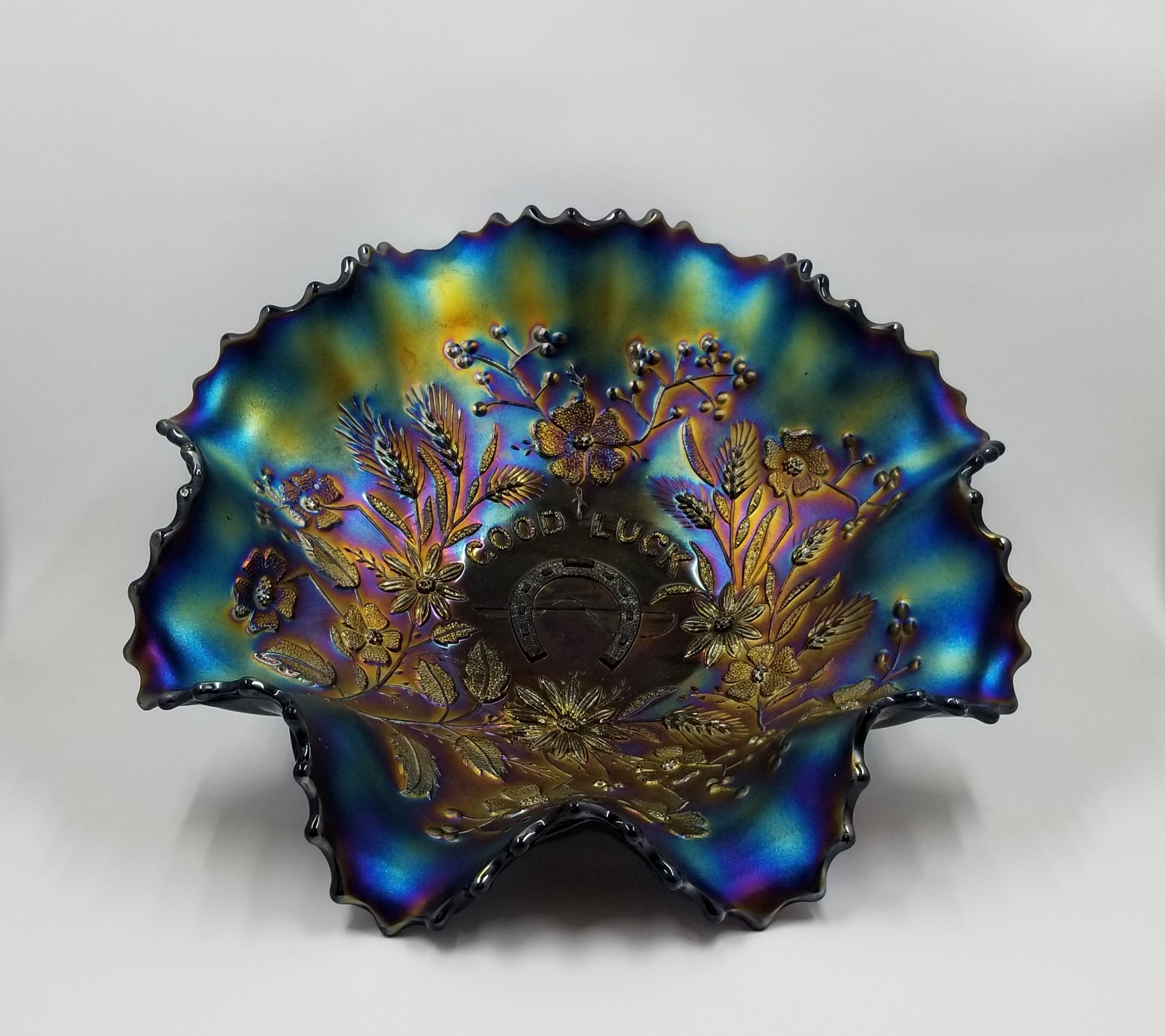 Northwood Carnival Glass Good Luck Amethyst Bowl - Etsy