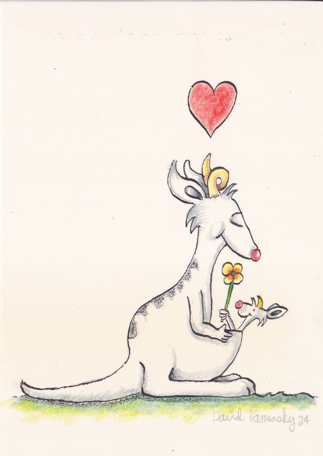 Hand-drawn Mother's Day Card: Kangaroo & Baby Roo - Etsy