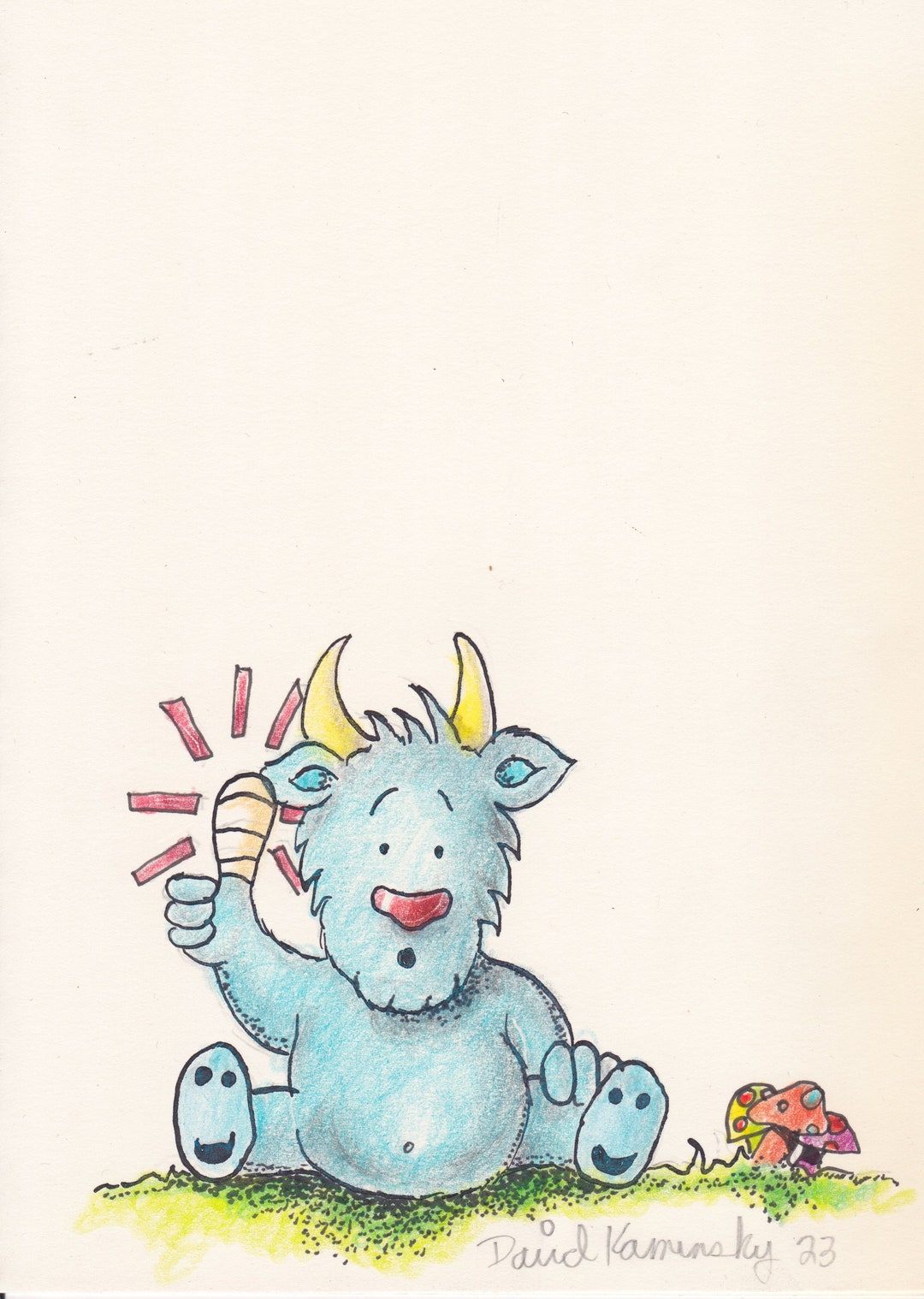 Hand-drawn, Hand Colored Get Well Quick Card With Whimsical Imaginary ...