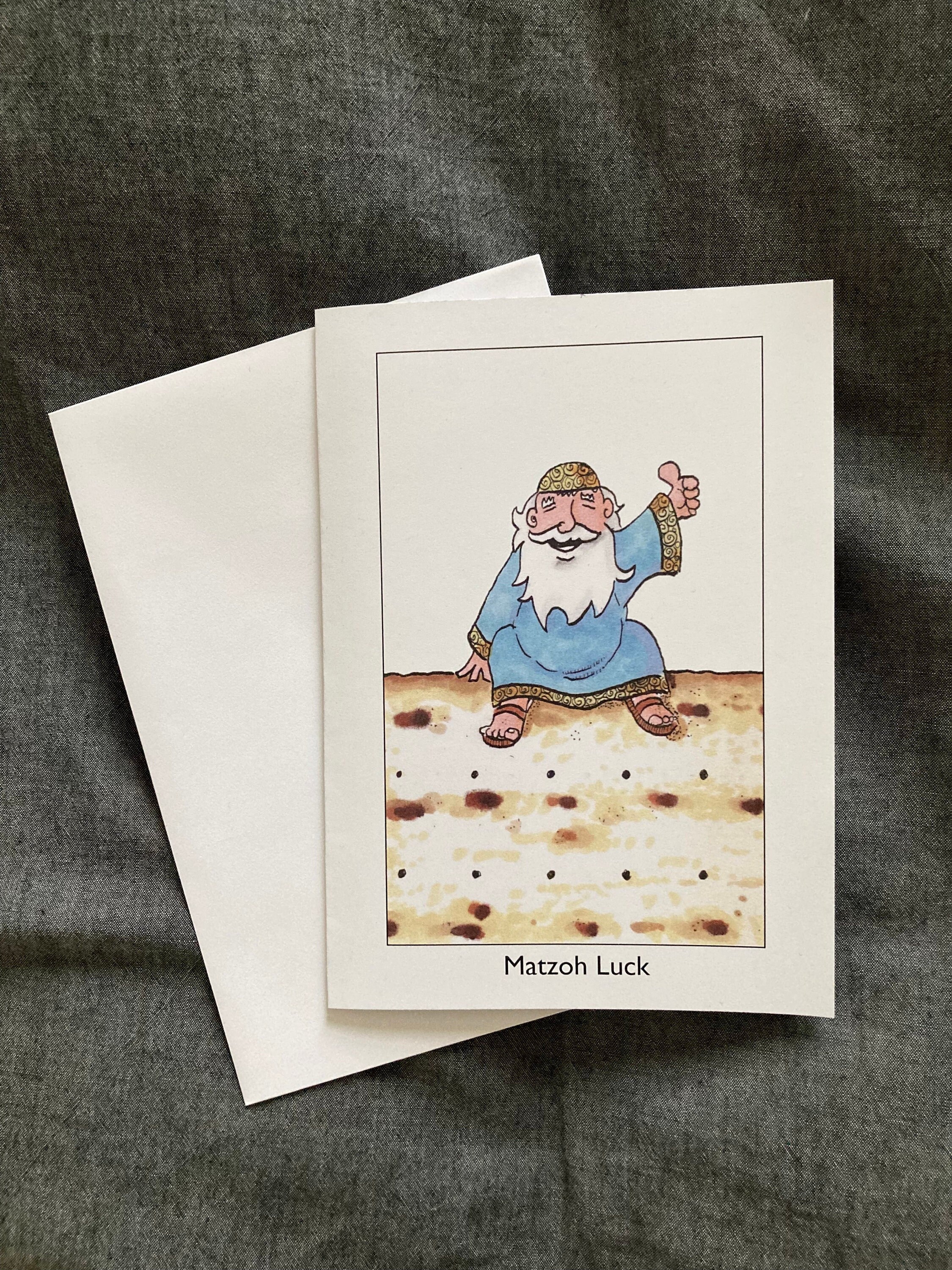 Funny Passover Card With Happy Rabbi on Matzah, Matzah Luck - Etsy