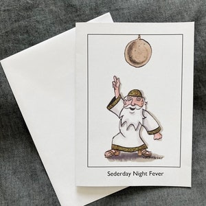 Funny Passover Card With Humorous Dancing Rabbi, Disco Matzoh Ball ...