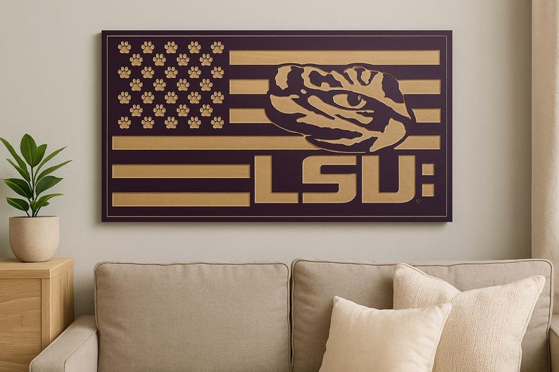 LSU Tiger Paw Flag SVG Digital Download, Tiger Eye Paw Print American ...