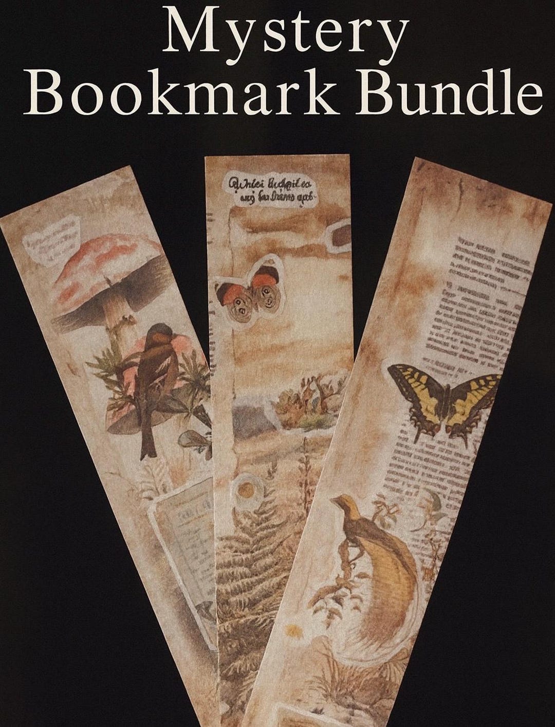 Mystery Bookmark Bundle – Vintage Nature & Literary-inspired Collage ...