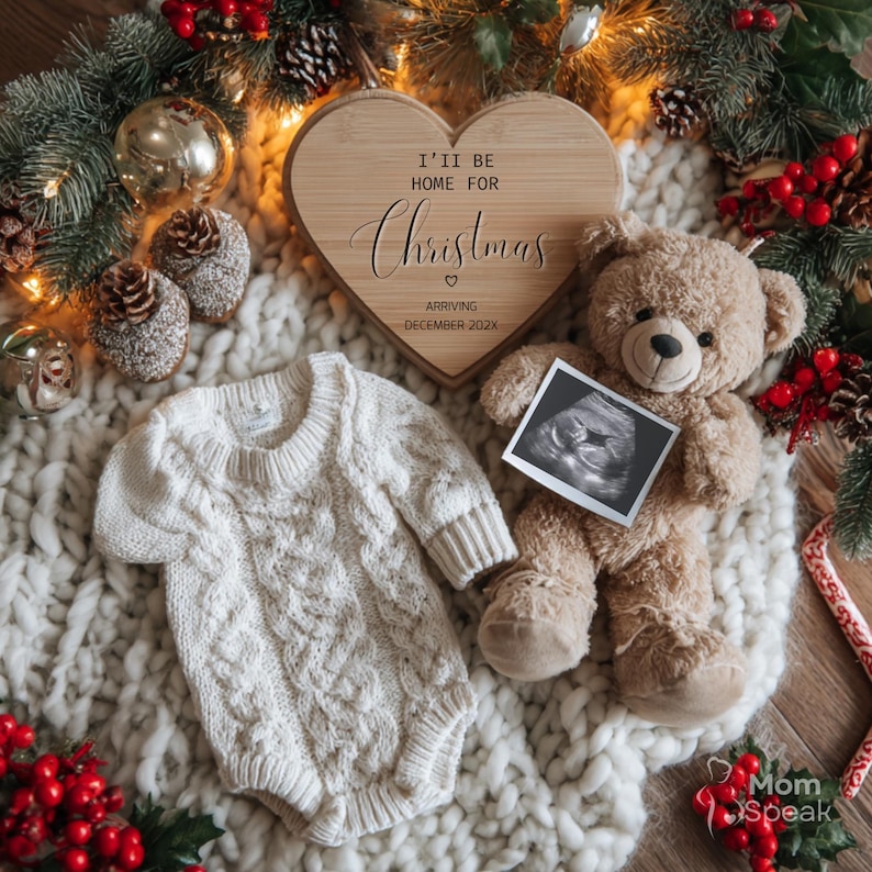 Christmas Baby Announcement Editable Canva Template (digital Download ...