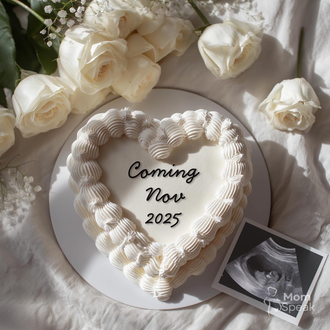 Heart Cake Baby Announcement Neutral Ultrasound Reveal (digital ...