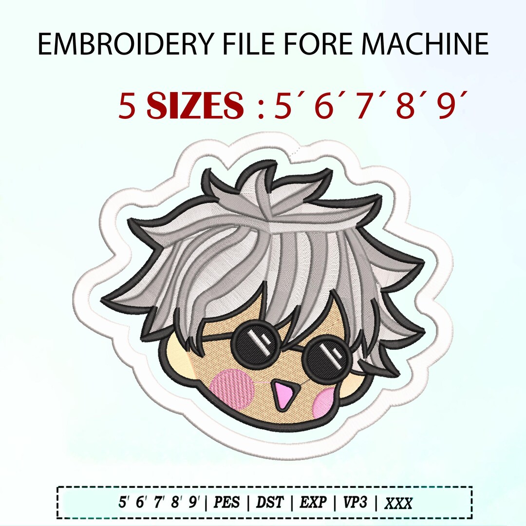 Chibi Gojo Embroidery Design, Anime Machine Embroidery File, Jujutsu ...