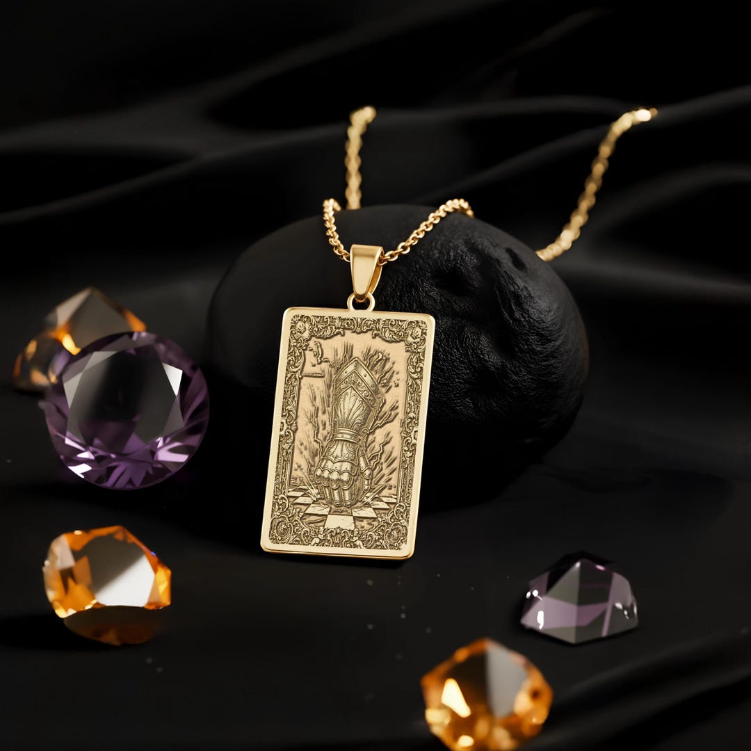 Gauntlet of Power Necklace: 14K Gold Fantasy Artifact, Gamer Strength ...