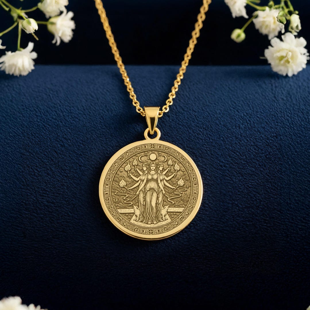 Hecate Pendant Necklace: 14K Gold, Dark Greek Goddess Talisman, Witchy ...