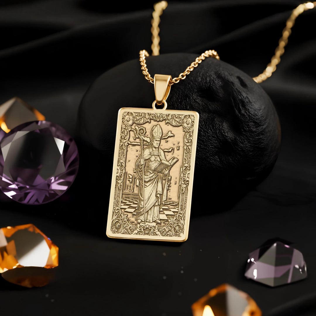 Bishop Chess Piece Necklace: 14K Gold Diagonal Strategist Pendant - Etsy