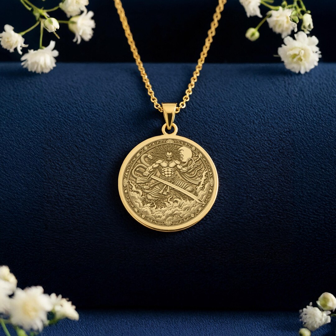 Personalized Susanoo Storm God Medallion: 14K Gold Plated Sterling ...